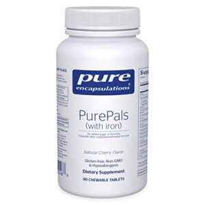 pure encapsulations purepals with iron | support for healthy cognitive function and immune health | 90 chewable tablets | natural cherry flavor