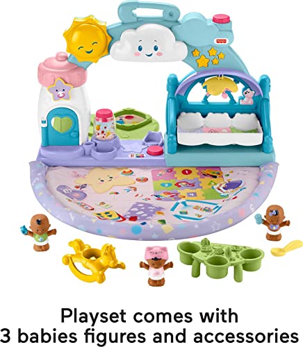 Fisher-Price Little People 1-2-3 Babies Playdate Musical playset with 3 Black Baby Figures for Toddlers and Preschool Kids