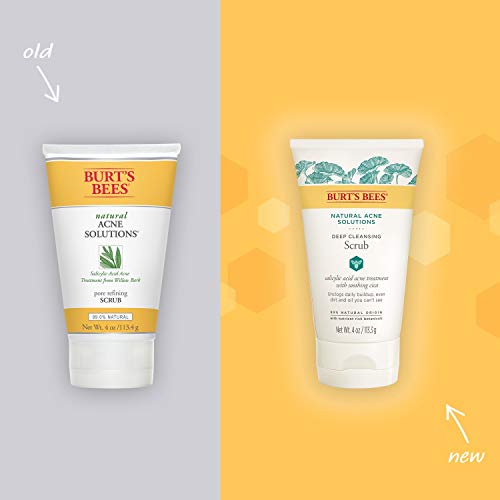 Burt's Bees Natural Acne Solutions Pore Refining Cleansing Scrub, Exfoliating Face Wash for Oily Skin, 4 Oz (Package May Vary)