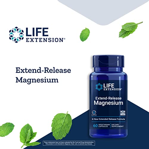 Life Extension Extend-release Magnesium – Prolonged Cardiovascular & Bone Health Support – Gluten-free – Non-GMO – Vegetarian – 60 Vegetarian Capsules