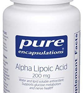 Pure Encapsulations Alpha Lipoic Acid 200 mg | ALA Supplement for Liver Support, Antioxidants, Nerve and Cardiovascular Health, Free Radicals, and Carbohydrate Support* | 60 Capsules