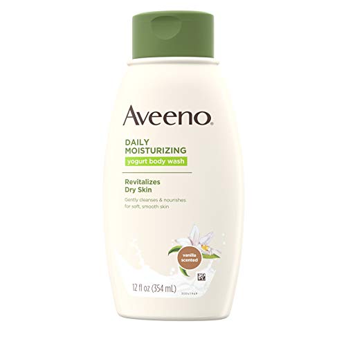 Aveeno Daily Moisturizing Yogurt Body Wash for Dry Skin with Soothing Oat & Vanilla Scent, Gentle Body Cleanser, 12 fl. oz