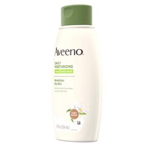 Aveeno Daily Moisturizing Yogurt Body Wash for Dry Skin with Soothing Oat & Vanilla Scent, Gentle Body Cleanser, 12 fl. oz