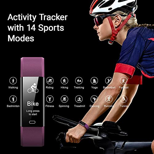 Kummel Fitness Tracker with Heart Rate Monitor, Waterproof Activity Tracker with Pedometer & Sleep Monitor, Calories, Step Tracking for Women Men Purple