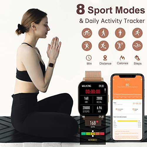 Smart Watch for Women(Dial/Answer Call) Full Touch Screen Smartwatch for Android iOS Phones Waterproof Fitness Tracker with Pedometer Heart Rate Sleep Monitor Digital Watches for Women with 3 Straps