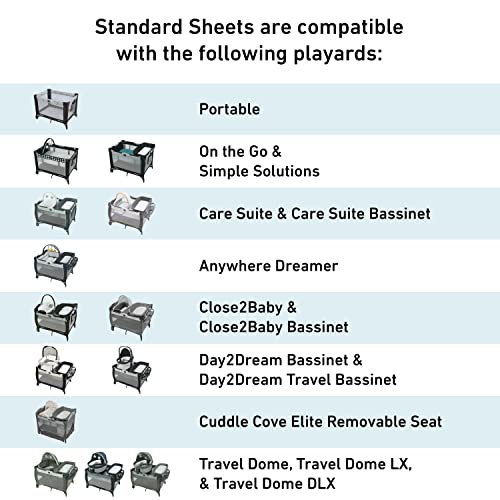 Graco® Pack ‘n Play® Playard Fitted Sheets, 2 Pack, Stripes and Grey