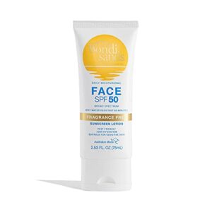 bondi sands fragrance free daily sunscreen face lotion spf 50 | hydrating uva + uvb protection, non-greasy, gentle, water resistant | 2.53 oz/75 ml