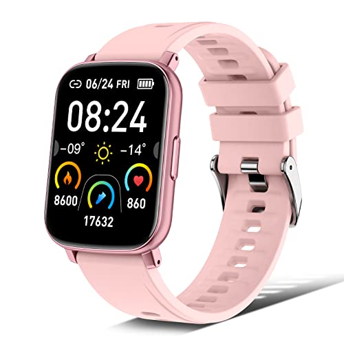 Smart Watch for Women, 1.69" HD Screen Fitness Tracker, Activity Tracker Smartwatches with 24 Sport Modes, Heart Rate/Sleep Monitor, IP68 Waterproof, Pedometer, Fitness Watch Android iOS Phones, Pink