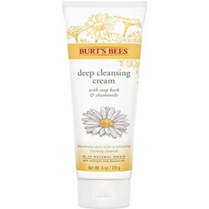 Face Wash,Burt's Bees Deep Facial Cleansing Cream, All Natural Cleanser with Chamomile, 6 Ounce (Pack of 3) (Packaging May Vary)