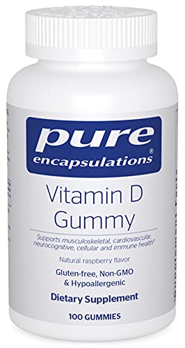 Pure Encapsulations Vitamin D Gummy | Support for Musculoskeletal, Cardiovascular, Neurocognitive, Cellular, and Immune Health* | 100 Gummies | Natural Raspberry Flavor