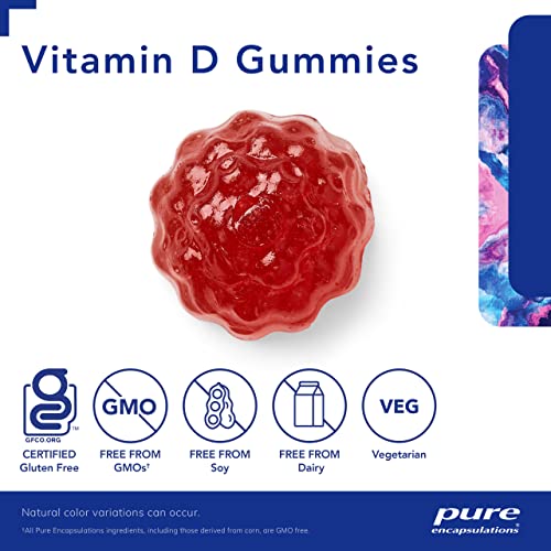 Pure Encapsulations Vitamin D Gummy | Support for Musculoskeletal, Cardiovascular, Neurocognitive, Cellular, and Immune Health* | 100 Gummies | Natural Raspberry Flavor