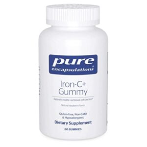 pure encapsulations iron-c+ gummy |great-tasting blend of iron and vitamins to support healthy red blood cell function* | 60 gummies | natural raspberry flavor*