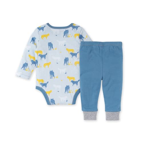 Burt's Bees Baby Unisex Baby Bodysuit & Pant Set, 100% Organic Cotton, Wolf Packed, 12 Months