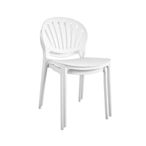 COSCO Outdoor/Indoor Stacking Resin Chair with Shell Back, 2-Pack, White