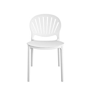 COSCO Outdoor/Indoor Stacking Resin Chair with Shell Back, 2-Pack, White