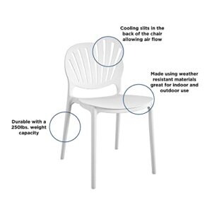 COSCO Outdoor/Indoor Stacking Resin Chair with Shell Back, 2-Pack, White