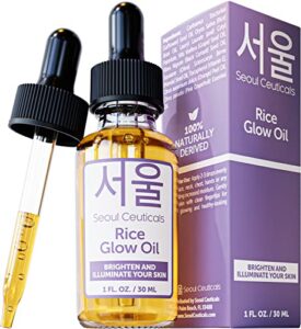 seoulceuticals rice bran oil for skin – korean skin care facial glow oil with squalene and vitamin e – cruelty free k beauty skincare for dewy glass skin 1oz