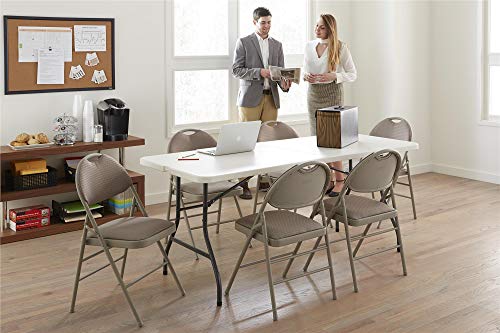 COSCO Commercial Comfort Back Fabric Folding Chair with Handle Hole, 4 pack