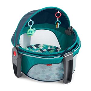 fisher-price on-the-go baby dome pixel forest, portable travel play space with canopy and toys