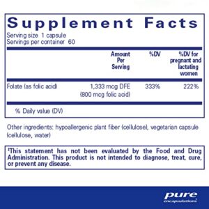 Pure Encapsulations Folic Acid | Hypoallergenic Dietary Supplement | 60 Capsules