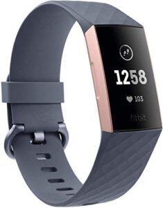 fitbit charge 3 fitness activity tracker, rose gold/blue grey, one size (no warranty support), 0.06 pound