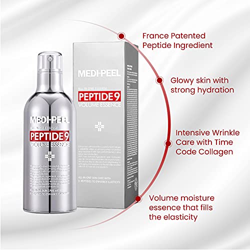 MEDI-PEEL Peptide 9 Volume All in one Essence 3.38 fl.oz. / 100ml | Anti Wrinkles Collagen Formula, Bubble Essence, Instant Hydration | Korean Skincare