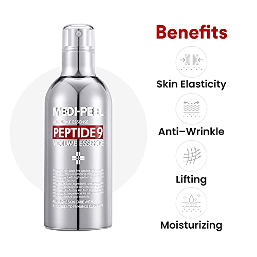 MEDI-PEEL Peptide 9 Volume All in one Essence 3.38 fl.oz. / 100ml | Anti Wrinkles Collagen Formula, Bubble Essence, Instant Hydration | Korean Skincare