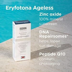 ISDIN Eryfotona Ageless Sunscreen Zinc Oxide and 100% Mineral Tinted Sunscreen SPF 50+, 3.4 Fl Oz