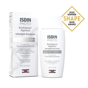 ISDIN Eryfotona Ageless Sunscreen Zinc Oxide and 100% Mineral Tinted Sunscreen SPF 50+, 3.4 Fl Oz