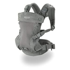 graco cradle me 4 in 1 baby carrier | includes newborn mode with no insert needed, mineral gray