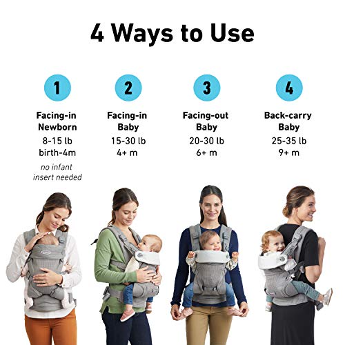 Graco Cradle Me 4 in 1 Baby Carrier | Includes Newborn Mode with No Insert Needed, Mineral Gray