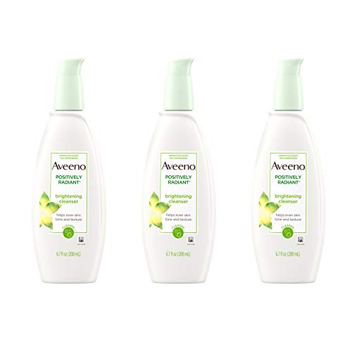 Aveeno Positively Radiant Brightening Facial Cleanser for Sensitive Skin, Non-Comedogenic, Oil-Free, Soap-Free & Hypoallergenic, 6.7 Fl Oz, Pack of 3