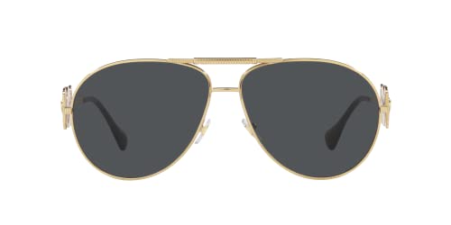 Versace Unisex Sunglasses Gold Frame, Dark Grey Lenses, 65MM