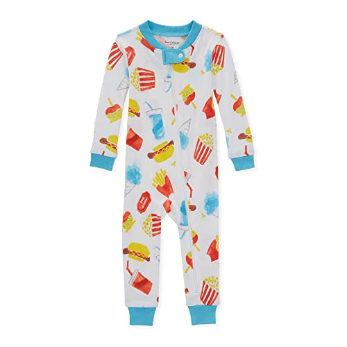 Burt's Bees Baby Boy's Baby Pajamas, Zip-Front Non-Slip Footed Sleeper Pjs, 100% Organic Cotton, Boardwalk Treats, 12 Months