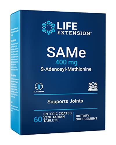 Life Extension Same 400mg (S-Adenosyl-Methionine) - Supplement for Joint & Liver Support - Non-GMO, Gluten-Free, 60 Count