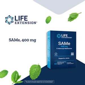 Life Extension Same 400mg (S-Adenosyl-Methionine) - Supplement for Joint & Liver Support - Non-GMO, Gluten-Free, 60 Count