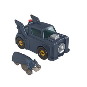 fisher-price dc league of super-pets preschool toy super launch ace & batmobile vehicle set for kids ages 3+ years