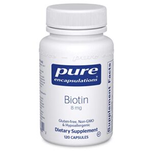 pure encapsulations biotin 8 mg | b vitamin supplement for stress relief, hair, skin, and nail strengthening, metabolism, carbohydrate support, and nervous system* | 120 capsules