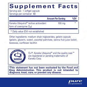 Pure Encapsulations Ubiquinol-QH 100 mg | Active Form of CoQ10 to Support Immune Health, Cellular Energy, and Cardiovascular Health* | 60 Softgel Capsules