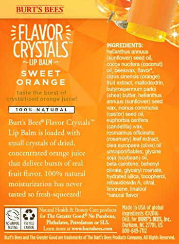 Burt's Bees Flavor Crystals 100% Natural Lip Balm, Sweet Orange with Beeswax & Fruit Extracts - 1 Tube