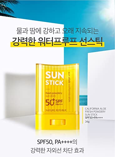 Nature Republic California Aloe Fresh Powdery Sun Stick SPF50+ PA++++ 22g / 0.77 oz.