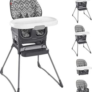 Fisher-Price Baby to Toddler Deluxe High Chair and Portable Booster Seat with Tray Liner Plus Washable Seat Pad and Tray, Gray Tribal