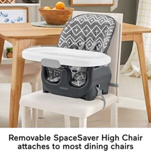 Fisher-Price Baby to Toddler Deluxe High Chair and Portable Booster Seat with Tray Liner Plus Washable Seat Pad and Tray, Gray Tribal