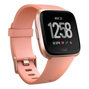 fitbit versa smart watch, peach/rose gold aluminium, one size (s & l bands included)