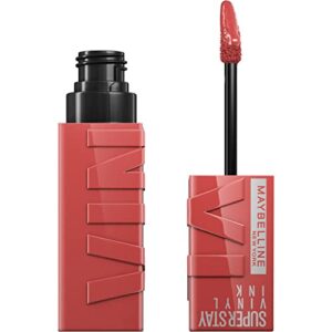 maybelline super stay vinyl ink longwear no-budge liquid lipcolor, highly pigmented color and instant shine, peachy, peachy nude lipstick, 0.14 fl oz, 1 count