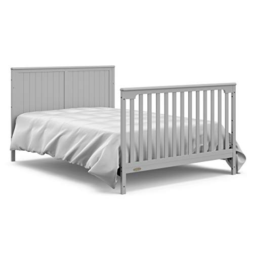 Graco Hadley 5-in-1 Convertible Crib and Changer with Drawer (Pebble Gray) – Crib and Changing Table Combo with Drawer, Includes Changing Pad, Converts to Toddler Bed, Daybed and Full-Size Bed