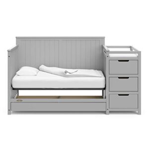 Graco Hadley 5-in-1 Convertible Crib and Changer with Drawer (Pebble Gray) – Crib and Changing Table Combo with Drawer, Includes Changing Pad, Converts to Toddler Bed, Daybed and Full-Size Bed