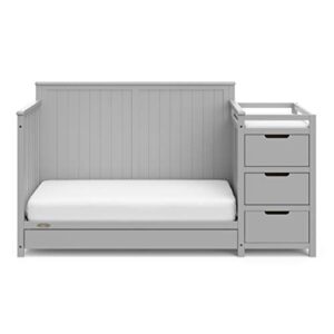 Graco Hadley 5-in-1 Convertible Crib and Changer with Drawer (Pebble Gray) – Crib and Changing Table Combo with Drawer, Includes Changing Pad, Converts to Toddler Bed, Daybed and Full-Size Bed