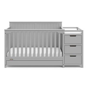 Graco Hadley 5-in-1 Convertible Crib and Changer with Drawer (Pebble Gray) – Crib and Changing Table Combo with Drawer, Includes Changing Pad, Converts to Toddler Bed, Daybed and Full-Size Bed