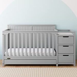 Graco Hadley 5-in-1 Convertible Crib and Changer with Drawer (Pebble Gray) – Crib and Changing Table Combo with Drawer, Includes Changing Pad, Converts to Toddler Bed, Daybed and Full-Size Bed